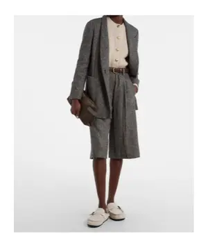 Brunello Cucinelli Shearling-lined Suede Slippers