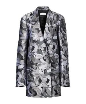 Dries Van Noten Double-breasted Jacquard Blazer - Gray