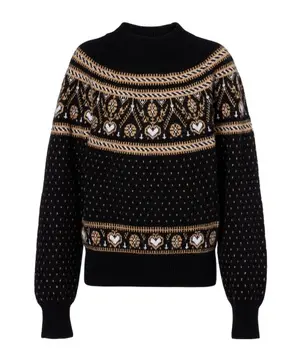 Khaite Guy Fair Isle Cashmere Sweater - Black
