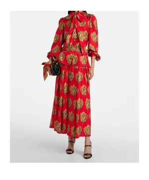 Dolce & Gabbana Printed Silk Satin Maxi Skirt