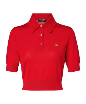 Dolce & Gabbana Knitted Cashmere And Silk Polo Shirt - Red