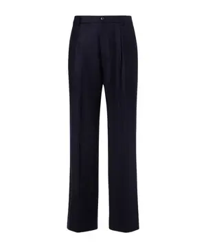 Dries Van Noten Wool Flannel Wide-leg Pants - Blue