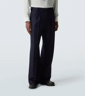 Dries Van Noten Wool Flannel Wide-leg Pants