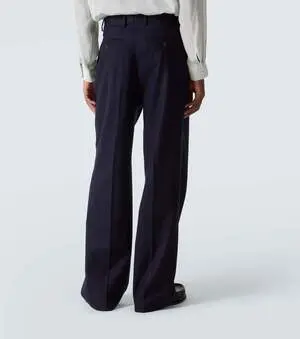 Dries Van Noten Wool Flannel Wide-leg Pants