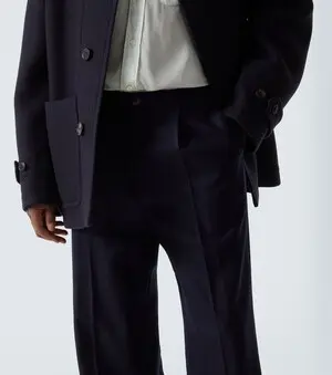 Dries Van Noten Wool Flannel Wide-leg Pants