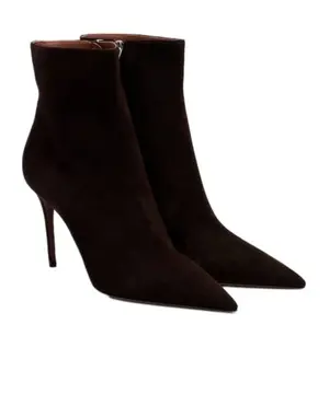 Paris Texas Suede Ankle Boots - Black