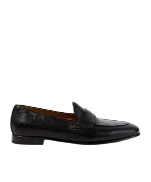Kiton Leather Penny Loafers - Black