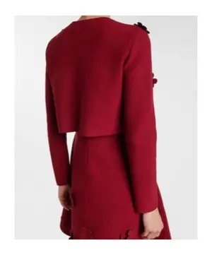 Oscar De La Renta Cropped Cardigan With Laser-cut Floral Pattern