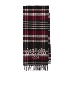 Acne Studios Fringed Plaid Wool Scarf - Black