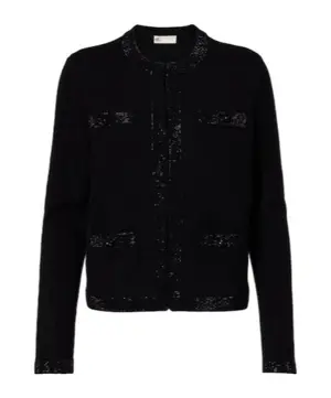 Tory Burch Embellished Wool-blend Cardigan - Black