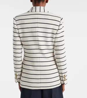 Brunello Cucinelli Knitted Striped Cotton Blazer