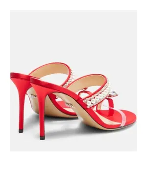 MACHMACH Diamond Of Elizabeth Embellished Satin Mules