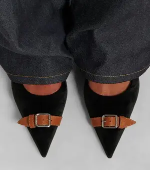 J.W.ANDERSON Leather-trimmed Velvet Slingback Pumps