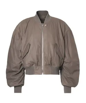 Rick Owens Secchia Flight Leather Bomber Jacket - Gray