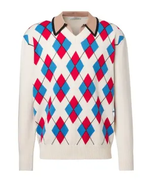 Dries Van Noten Argyle Cotton-blend Polo Sweater - Pink