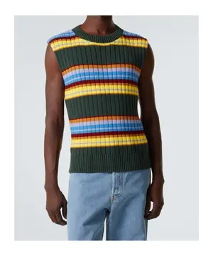 Dries Van Noten Striped Cotton And Wool Sweater Vest