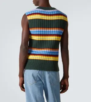 Dries Van Noten Striped Cotton And Wool Sweater Vest
