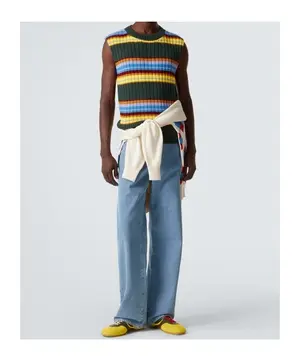 Dries Van Noten Striped Cotton And Wool Sweater Vest