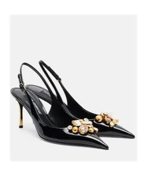 Dolce & Gabbana Embellished Patent Leather Slingback Pumps