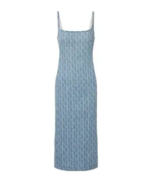 Dries Van Noten Printed Denim Midi Dress - Blue