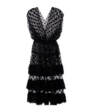 Dries Van Noten Polka-dot Cotton-blend Tiered Midi Dress - Black