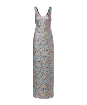 Dries Van Noten Brocade Maxi Dress - Gray