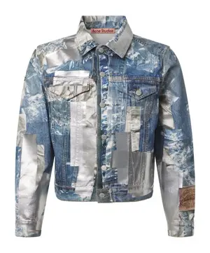 Acne Studios Printed Denim Jacket - Gray
