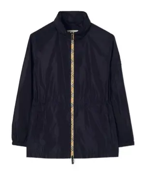 Burberry Short Nylon Parka With Knight Stamp - Navy