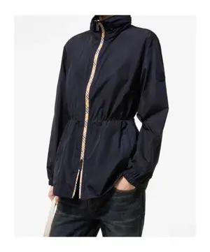 Burberry Short Nylon Parka With Knight Stamp - Navy