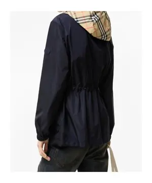 Burberry Short Nylon Parka With Knight Stamp - Navy