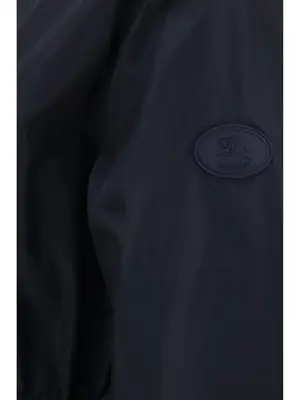 Burberry Short Nylon Parka With Knight Stamp - Navy