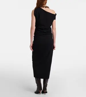 Dries Van Noten Gathered Cotton Midi Skirt