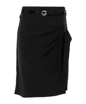 Coperni Belted Ruched Midi Skirt - Black
