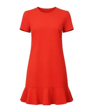 Red Valentino Round Neck Short Sleeve Dress - Red