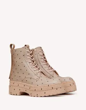 Red Valentino Lye Point D'esprit-print Combat Boots