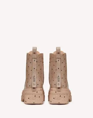 Red Valentino Lye Point D'esprit-print Combat Boots