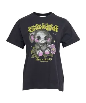 GANNI Crew Neck Short-sleeved T-shirt - Black