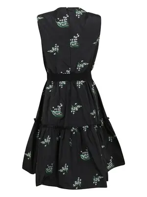 Red Valentino May Lily Motif Light Taffeta Dress