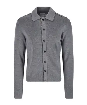 Burberry Check Trim Collar Cardigan - Grey
