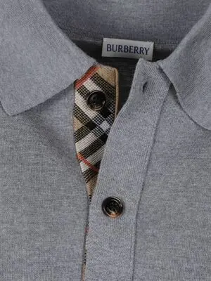Burberry Check Trim Collar Cardigan