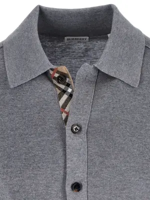Burberry Check Trim Collar Cardigan