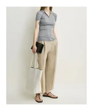 TOTEME Button Detailed Ribbed-knit Polo Shirt - Grey