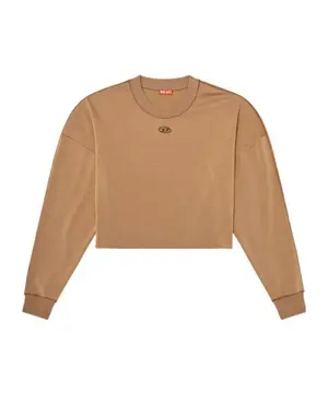 DIESEL® Logo-detail Cropped Sweatshirt - Brown
