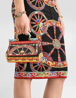 Dolce & Gabbana Dolce Gabbana Mini Carretto-printed Sicily Handbag