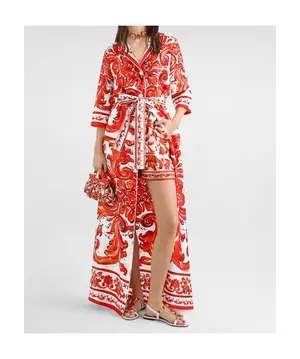 Dolce & Gabbana Dolce Gabbana Majolica Print Long Coat