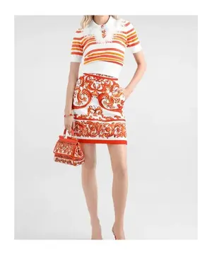 Dolce & Gabbana Miniskirt In Majolica-print Mat