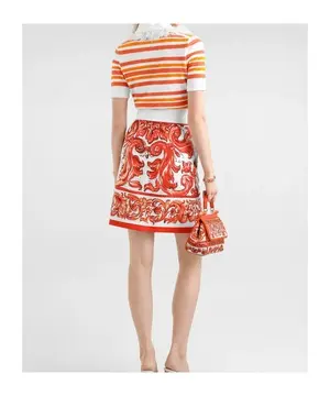 Dolce & Gabbana Miniskirt In Majolica-print Mat