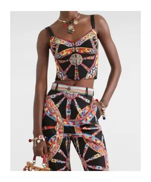 Dolce & Gabbana Carretto-print Charmeuse Top