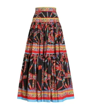 Dolce & Gabbana Carretto-print Poplin Long Skirt