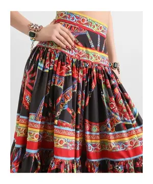 Dolce & Gabbana Carretto-print Poplin Long Skirt